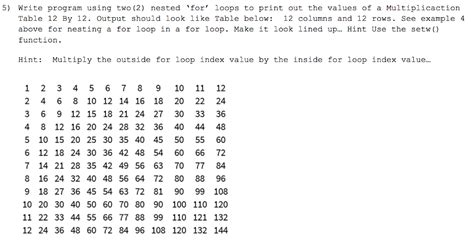 Solved 5 Write Program Using Two 2 Nested For Loops To
