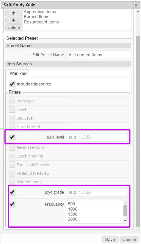 [userscript] open framework jlpt joyo and frequency filters api and