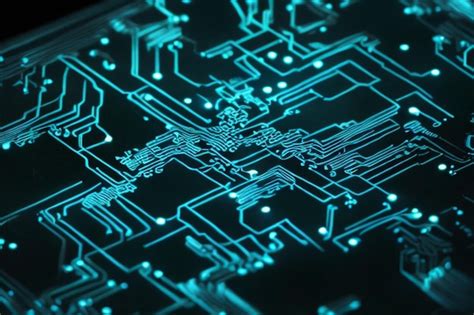 Premium Photo Futuristic Computer Chip Glows Blue In Abstract Circuit Board Pattern