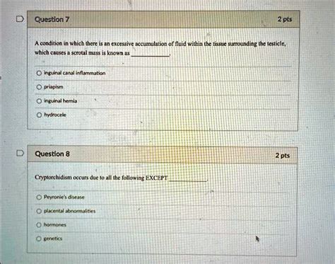 question 7 2 pts a condition in which there is an excessive