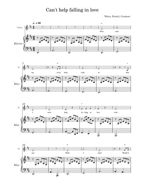 Can't Help Falling In Love – Elvis Presley Sheet music for Piano, Violin (Mixed Duet ...