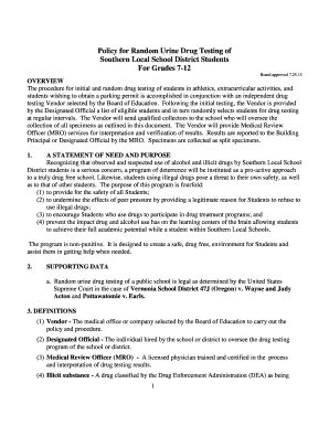 Random Drug Testing Policy Pdf PdfFiller