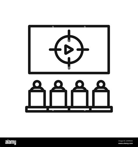 Cinema Audience Icon Black Line Art Vector In Black And White Outline Set Collection Sign Stock