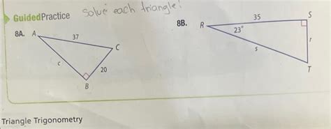 solved guidedpractice solve each triangle triangle