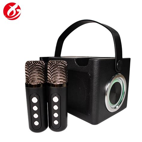 야외 파티 노래방 스피커에 적합한 2 개의 마이크가있는 무선 휴대용 블루투스 스피커 Rgb 조명