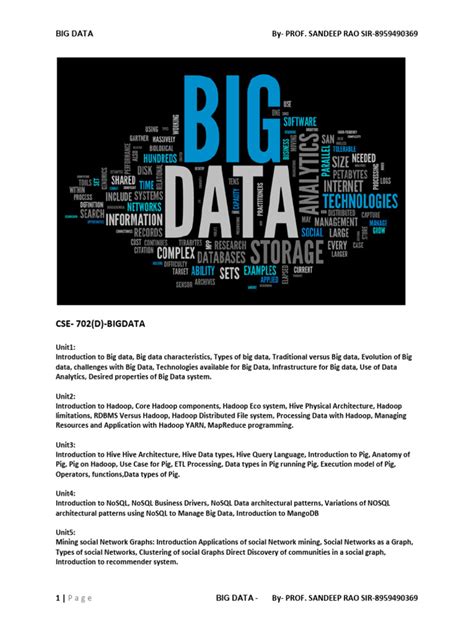 Unit 1 Bigdata 702 D Cse Pdf Big Data Databases