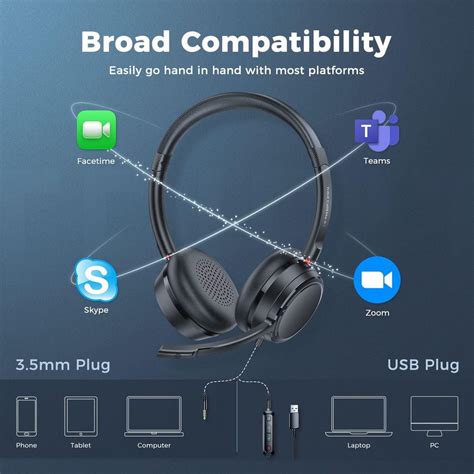 Слушалки с кабел за кол център с микрофон стерео 3 5 мм Usb A шумопотискане бутон за