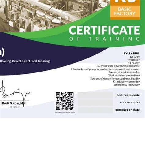 Arkademi Certificated K3 Basic Factory By Rewata With Photo