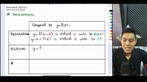 Basic Graph Transformation Translation Dilation And Reflection Youtube