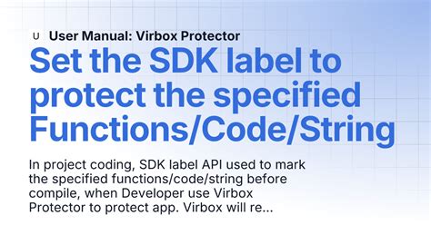 Set The Sdk Label To Protect The Specified Functionscodestring User
