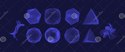 Crystals Spheres And Pyramids Consisting Of Small Particles Objects With Dots Molecular Grid