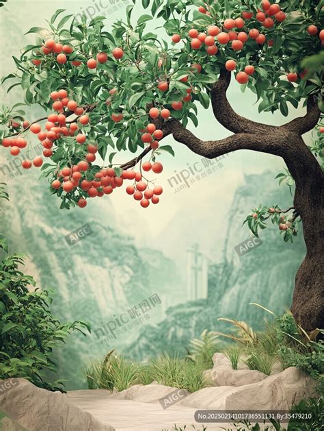 Ai创作图红枣林插画 山水枸杞插画 山楂包装插画 3d立体画苹果树 枣林插画 苹果树3d画 山楂广告 山楂插画包装 红色果树风景 水果树海报 3d画苹果树 丰收果实场景 山楂片包装插画 蟠枣