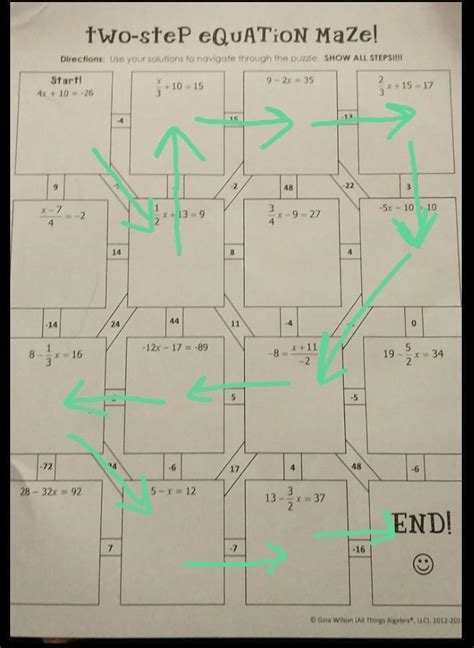 Two Step Equation Maze Worksheet A Fun Way To Practice Algebra