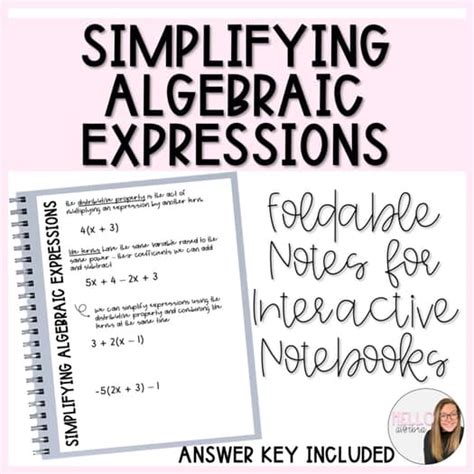 simplifying algebraic expressions foldable notes for interactive notebooks