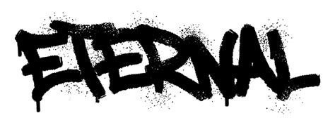 영원한 단어 낙서 흑인과 백인 에어 브러시 스프레이 페인트 타이포그래피 검은색에 대한 스톡 벡터 아트 및 기타 이미지 검은색 그래피티 길거리 스타일 Istock