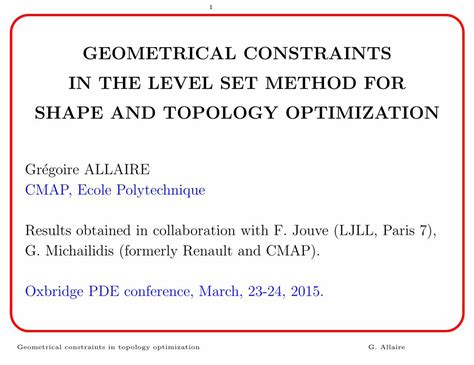 Pdf Geometrical Constraints In The Level Set · Pdf Filegeometrical