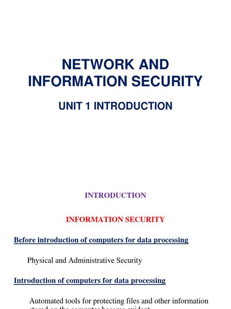 Network And Information Security Unit 1 Introduction Pdf Computer Security Security
