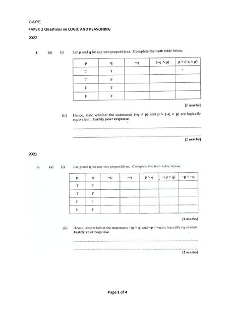 Cape Compilations Logic Reasoning Questions Unit 1 Pdf