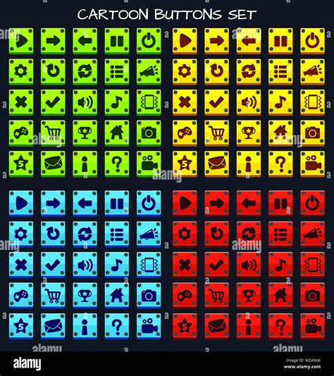 Cartoon Button Set Game Pack GUI Element For Mobile GameCartoon Buttons Set Game GUI Elements
