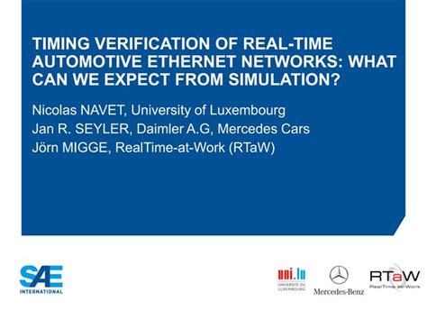 Timing Verification Of Real Time Automotive Ethernet Networks What Can