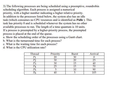 solved 3 the following processes are being scheduled using a