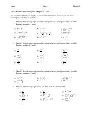Mastering Exponent Laws: Simplification and Evaluation Guide | Course Hero