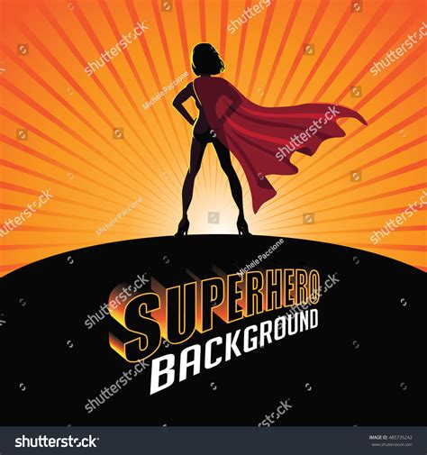 슈퍼히어로 의상을 입은 실루엣 만화 소녀가 스톡 벡터로열티 프리 485735242 Shutterstock