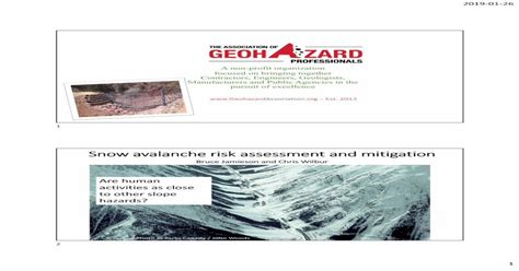 pdf snow avalanche risk assessment and mitigation · avalanche risk