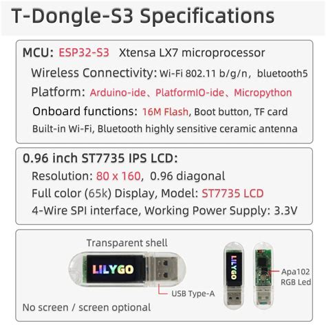 t dongle s3 esp32 s3 development board with screen dongle 0 96 inch