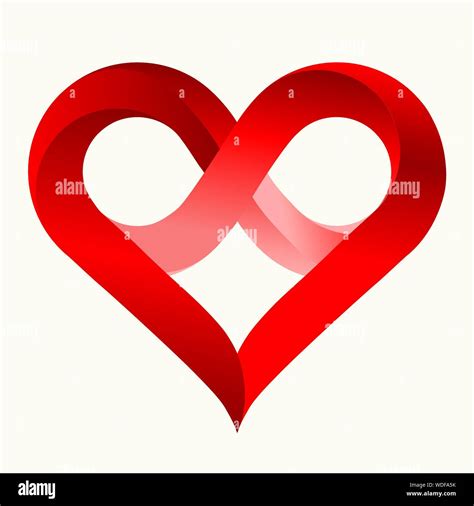 Vector Illustration Infinity Love Heart In Flat Style With Shadows Isolated On White Stock