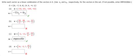 Solved Write Each Vector As A Linear Combination Of The Chegg