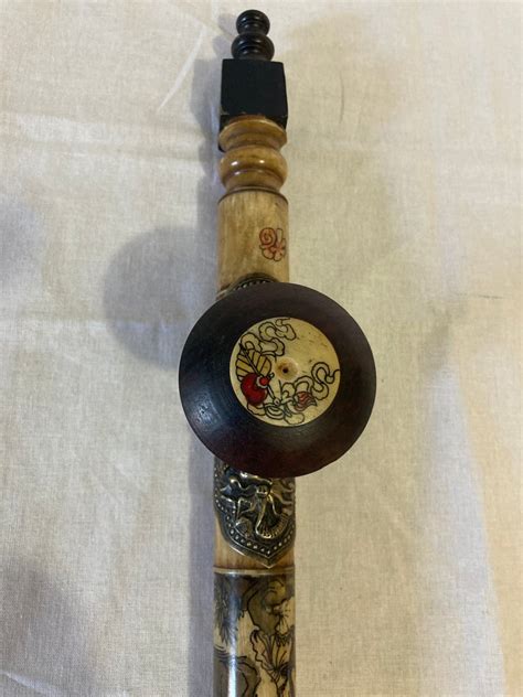 No Reserve Price Wang Anshi 王安 Splendide Pipe A Opium 51cm Signée Dai Yoshii 年大 Pijp Been