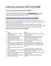 Comparison Of IGRP And EIGRP Routing Protocols Course Hero