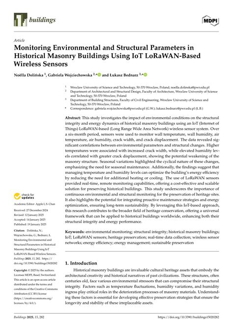 Pdf Monitoring Environmental And Structural Parameters In Historical Masonry Buildings Using