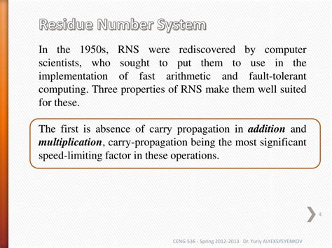 Ppt Advanced Computer Arithmetic Residue Number System Week 4