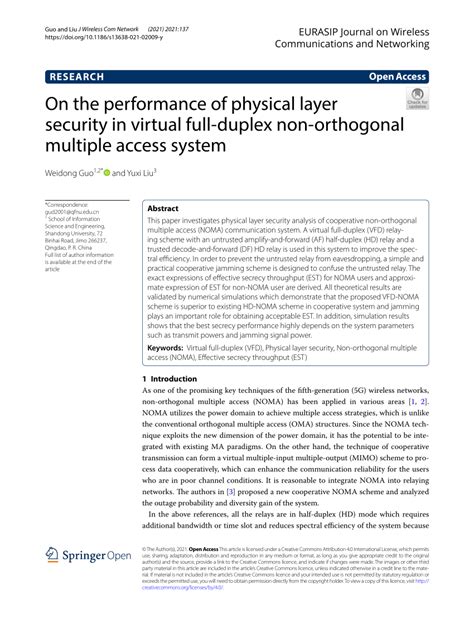 Pdf On The Performance Of Physical Layer Security In Virtual Full
