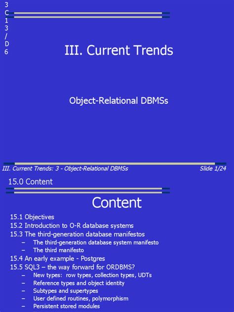 Iii Current Trends Object Relational Dbmss Pdf Databases