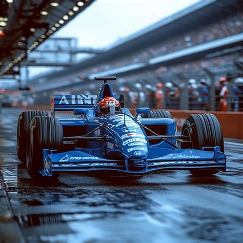 Blue F Car Speeding Through Tight Corners On A Race Circuit Premium Ai Generated Image