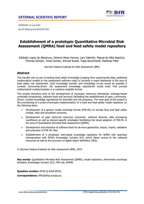 Risk Assessment 1 Quantitative Microbial Risk Assessment