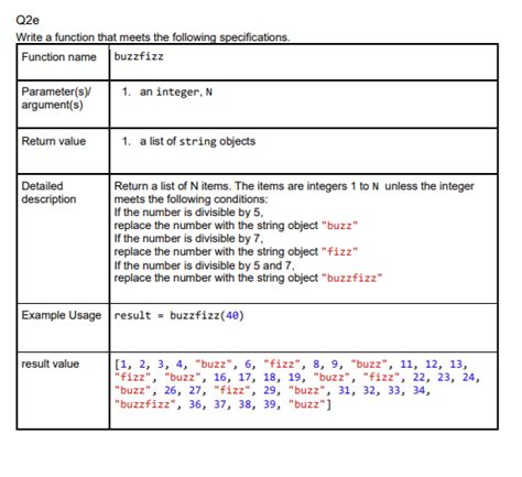 Solved Q2e Write A Function That Meets The Following Chegg Com