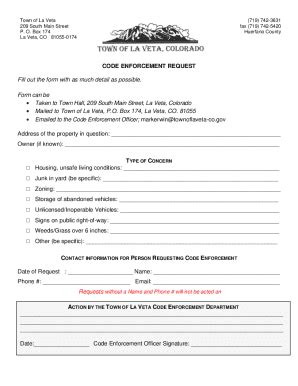 Fillable Online Code Enforcement Request Fax Email Print PdfFiller
