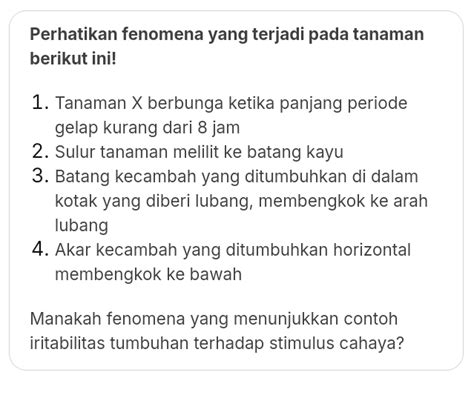 Perhatikan fenomena yang terjadi pada tanaman | StudyX