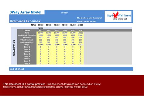Dynamic Arrays Financial Model Template Excel XLS