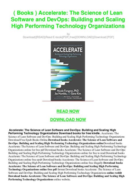 Books Accelerate The Science Of Lean Software And Devops Building And