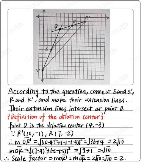 solved identify the center of dilation and scale factor of each