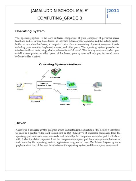 Jamaluddin School Male Computing Grade 8 Operating System Pdf