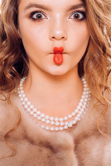 Doing Fish Gape Funny Look Of Skincare Model Pretty Girl With Fish