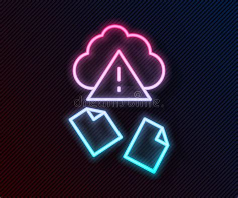 Glowing Neon Line Cloud Hacking Icon Isolated On Black Background Cloud Leak Stock Illustration