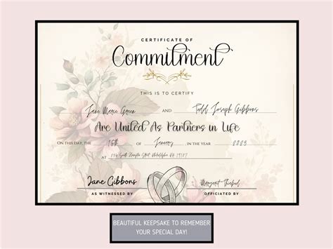 Vintage Printable Commitment Certificate Etsy