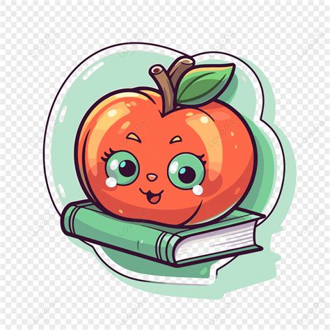 책 클립 아트에 귀여운 만화 사과 벡터상표 Png 일러스트 무료 다운로드 Lovepik